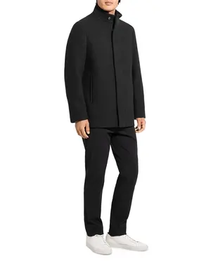 Theory Clarence Wool Melton Coat - Charcoal Melange - 40% Off